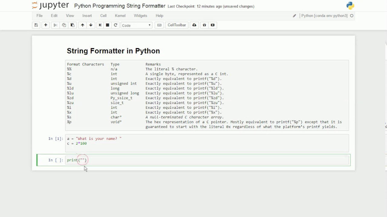 Python Programming Part 4 String Formatter In Python Youtube