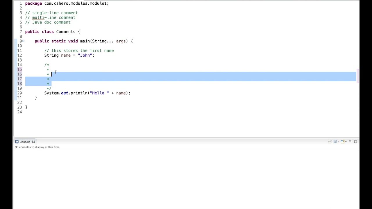 Java Tutorial Comments Youtube