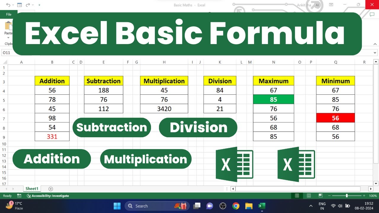 How To Do Basic Maths In Excel Excel Basic Formulas And Functions