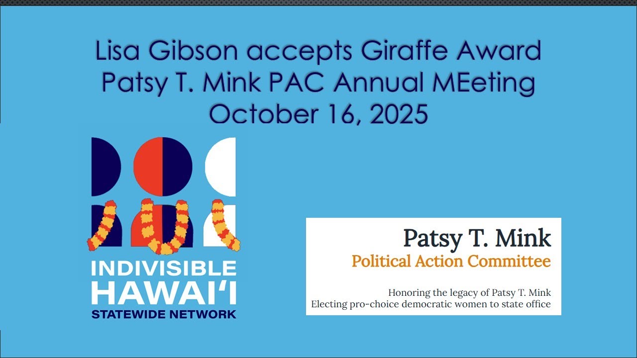Lisa Gibson Accepts Giraffe Award From Patsy T Mink Pac Youtube
