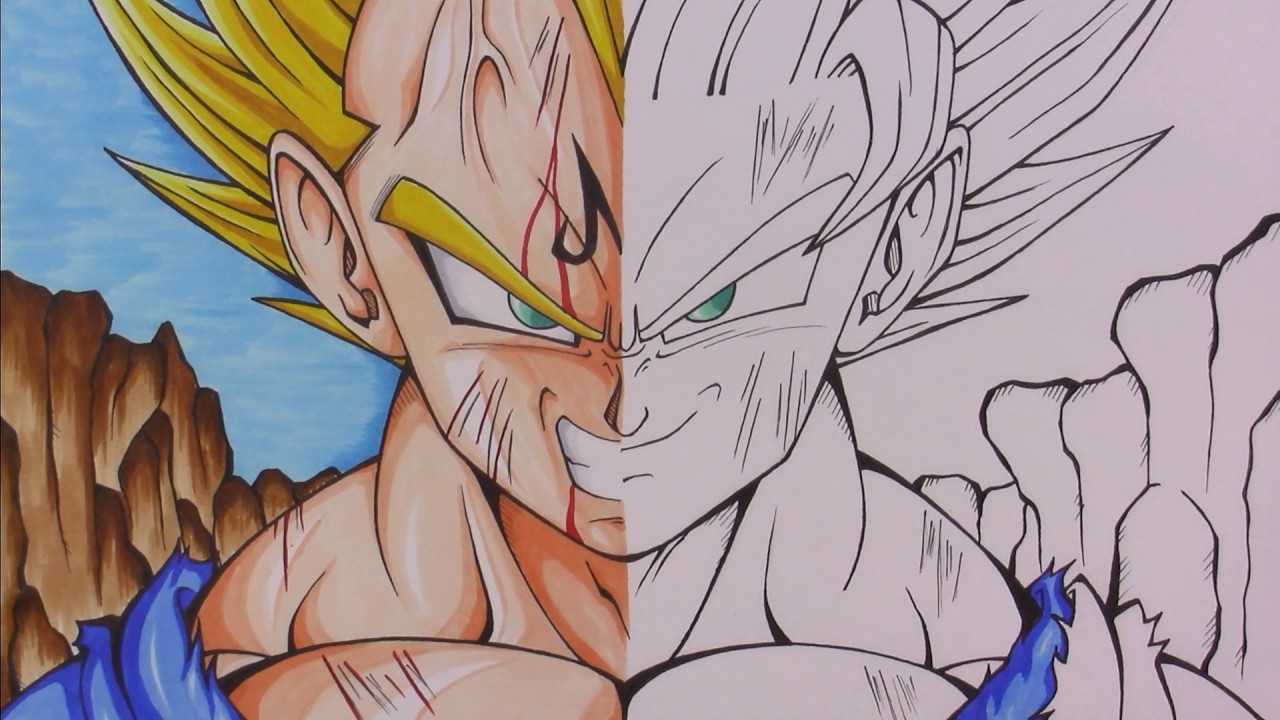 Drawing Majin Vegeta Goku Ssj2 Dragonball Z Tolgart Youtube