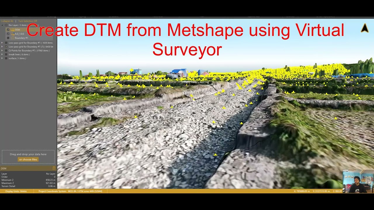 Create Dtm In Agisoft Metashape Using Virtual Surveyor Youtube