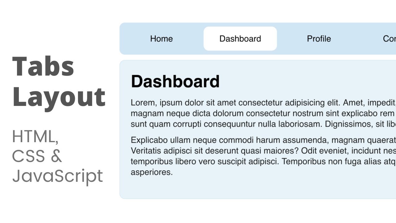Create Minimal Tabs Layout Using Html Css Javascript Youtube