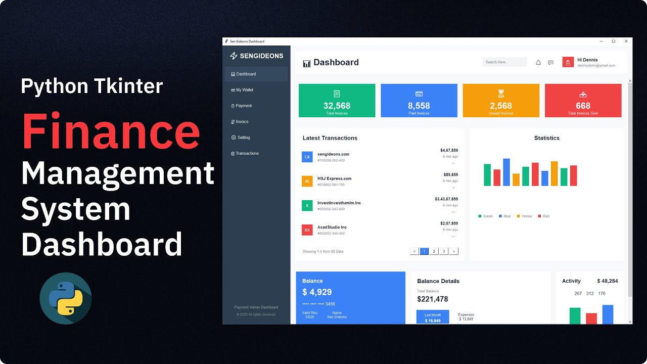 I Build A Modern Payment Admin Dashboard With Python Tkinter Clean Ui