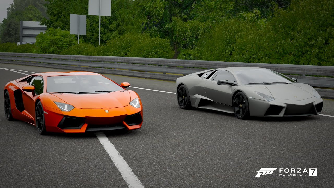 Forza 7 Drag Race Lamborghini Aventador Vs Lamborghini Reventon Youtube