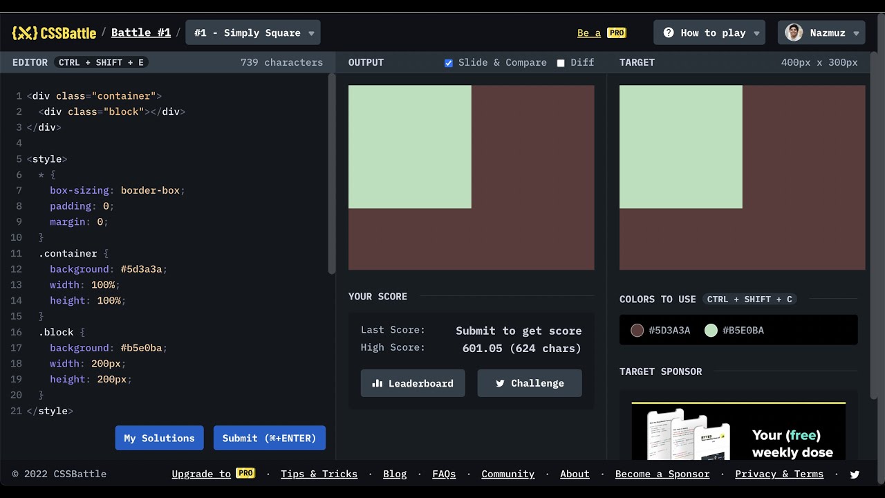 Cssbattle 1 Simply Square Youtube