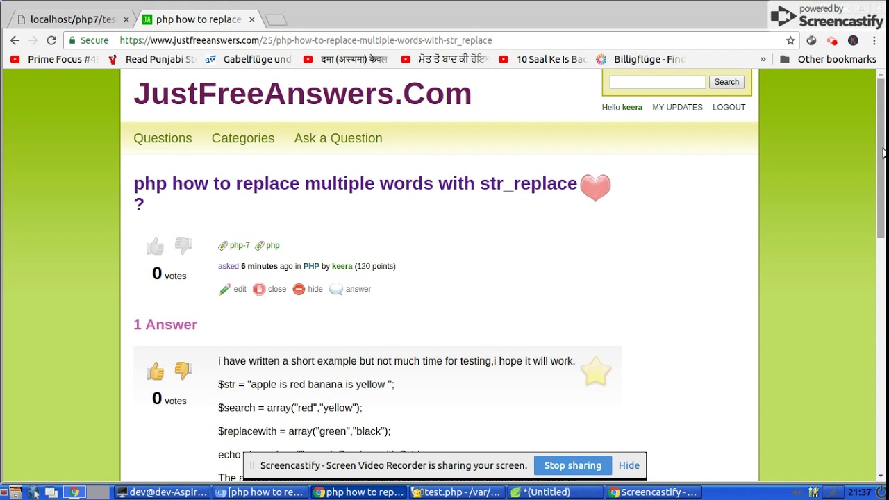 Php Str Replace Function Example Youtube