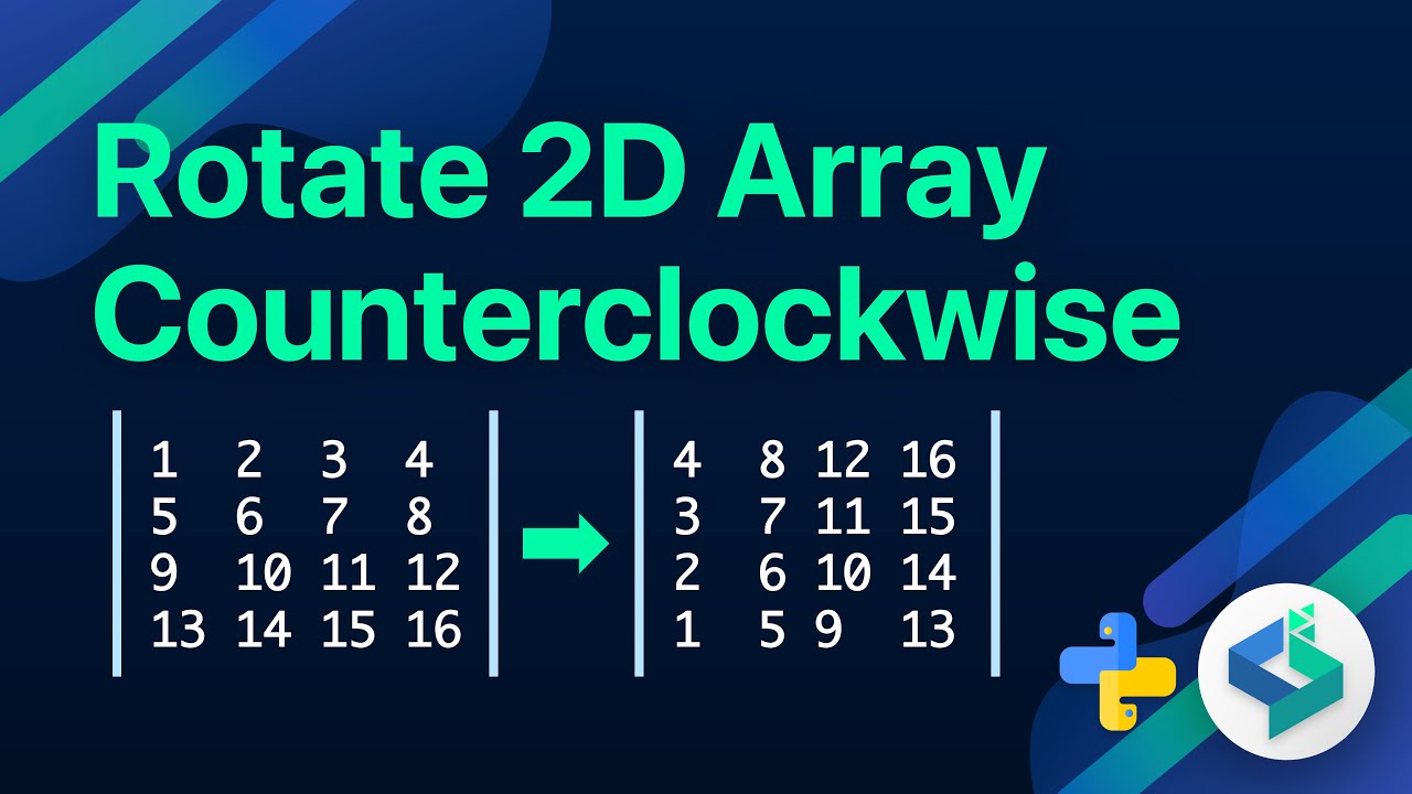 Rotate 2d Array Counterclockwise In Python Youtube