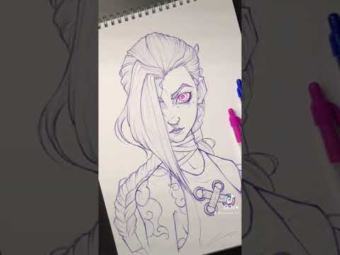 Jinx Arcane Biro Drawing Youtube