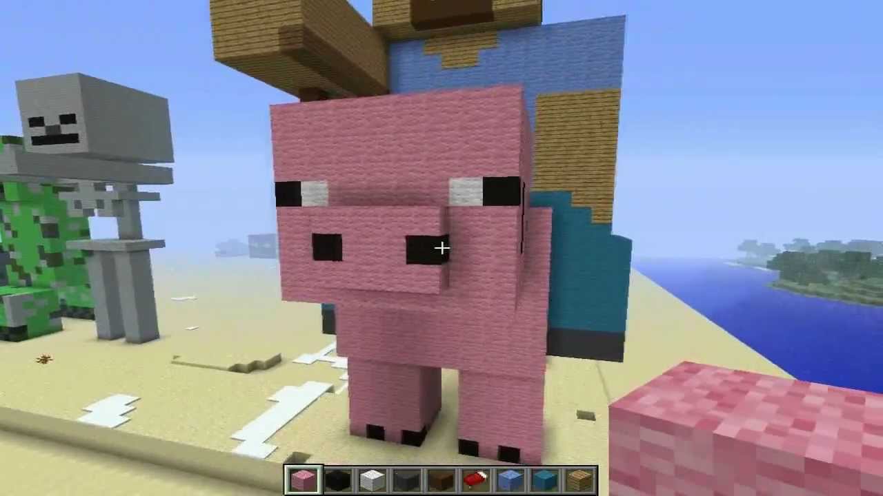 Minecraft Statue Tutorials Minecraft Steve On A Pig 1 3 Youtube