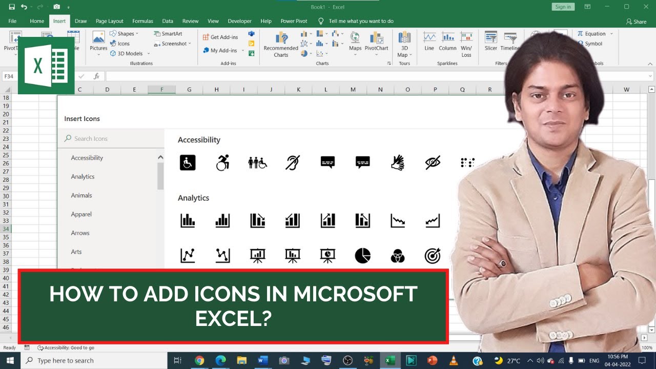 How To Add Icons In Microsoft Excel Youtube