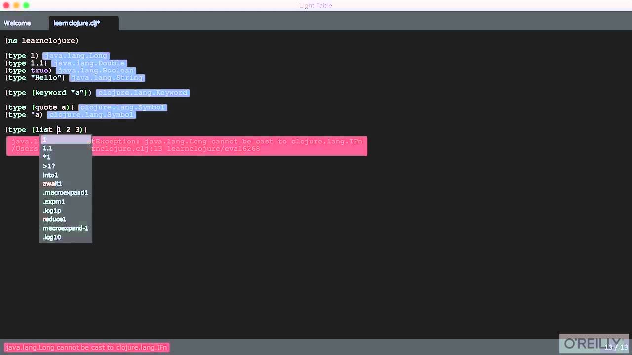 Learning Clojure Tutorial Types Youtube