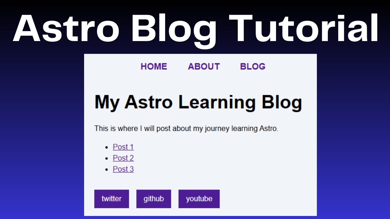 Astro Framework Build A Blog Following Astro Tutorial Youtube