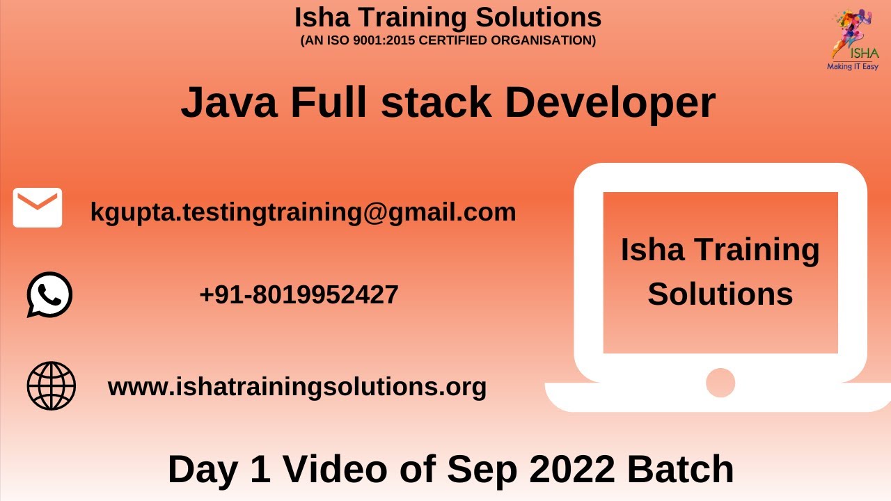 Java Full Stack Developer Day1 Training For India Us Consultancy