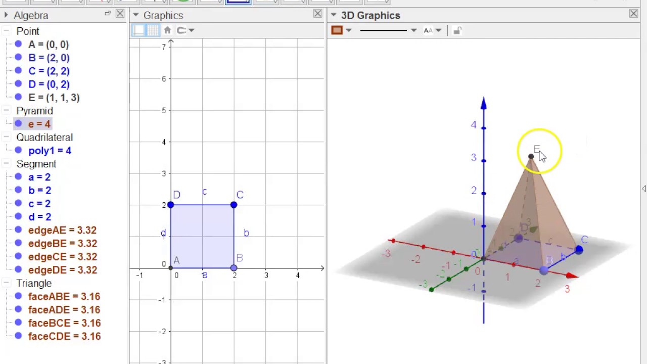 Geogebra Pyramid Prism And Net Youtube