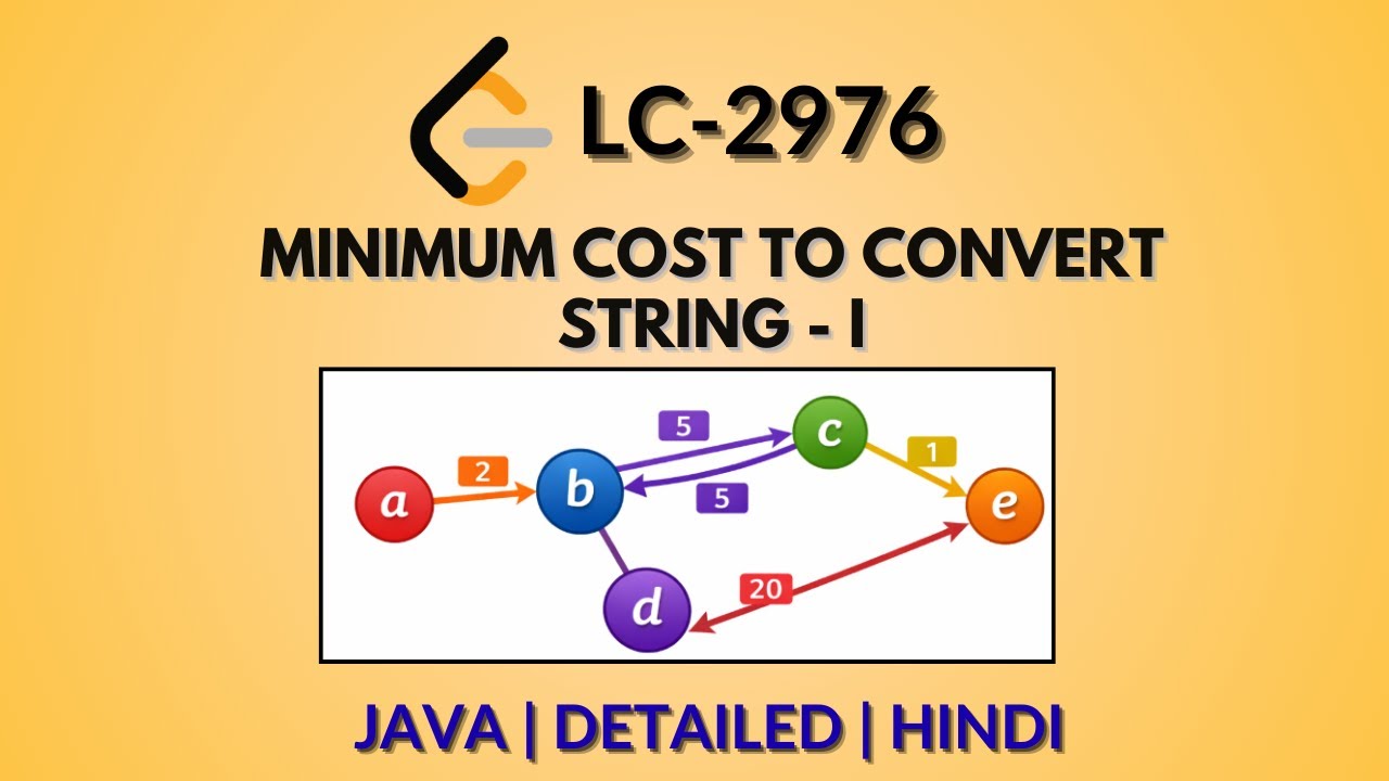 Minimum Cost To Convert String I Leetcode 2976 Java Hindi Youtube