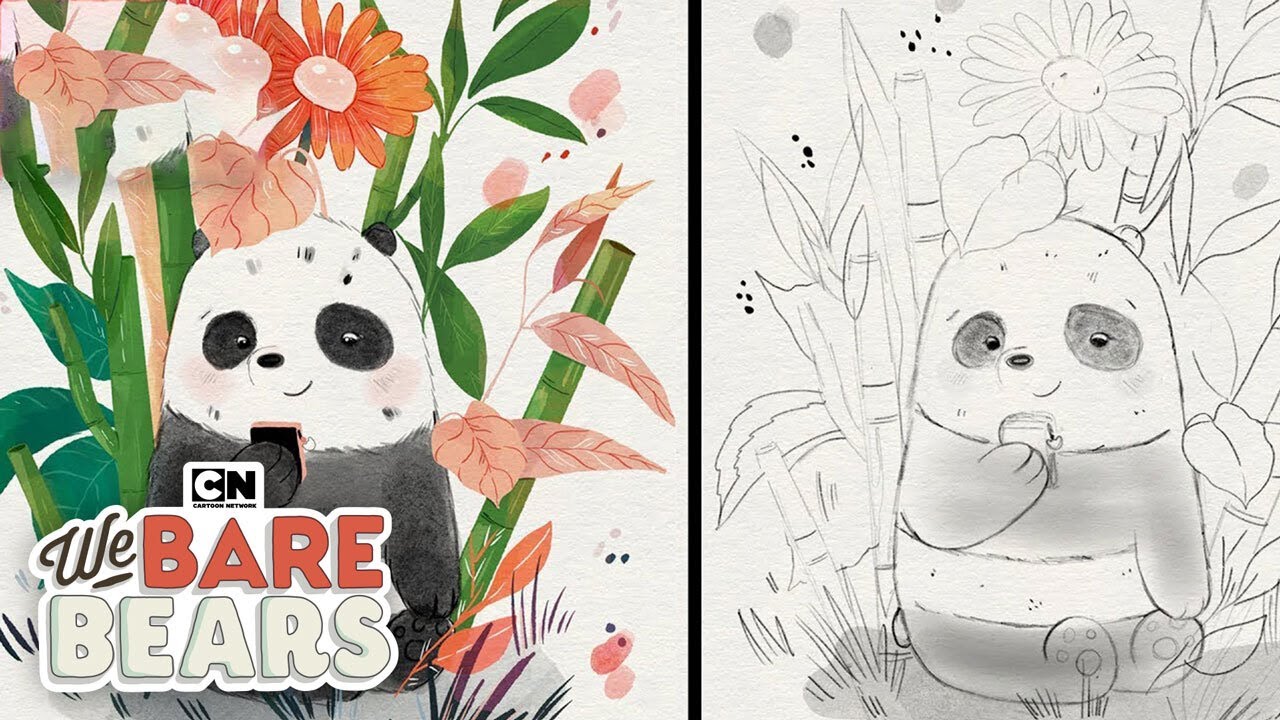 Panda Digital Watercolors Painting We Bare Bears Cartoon Network