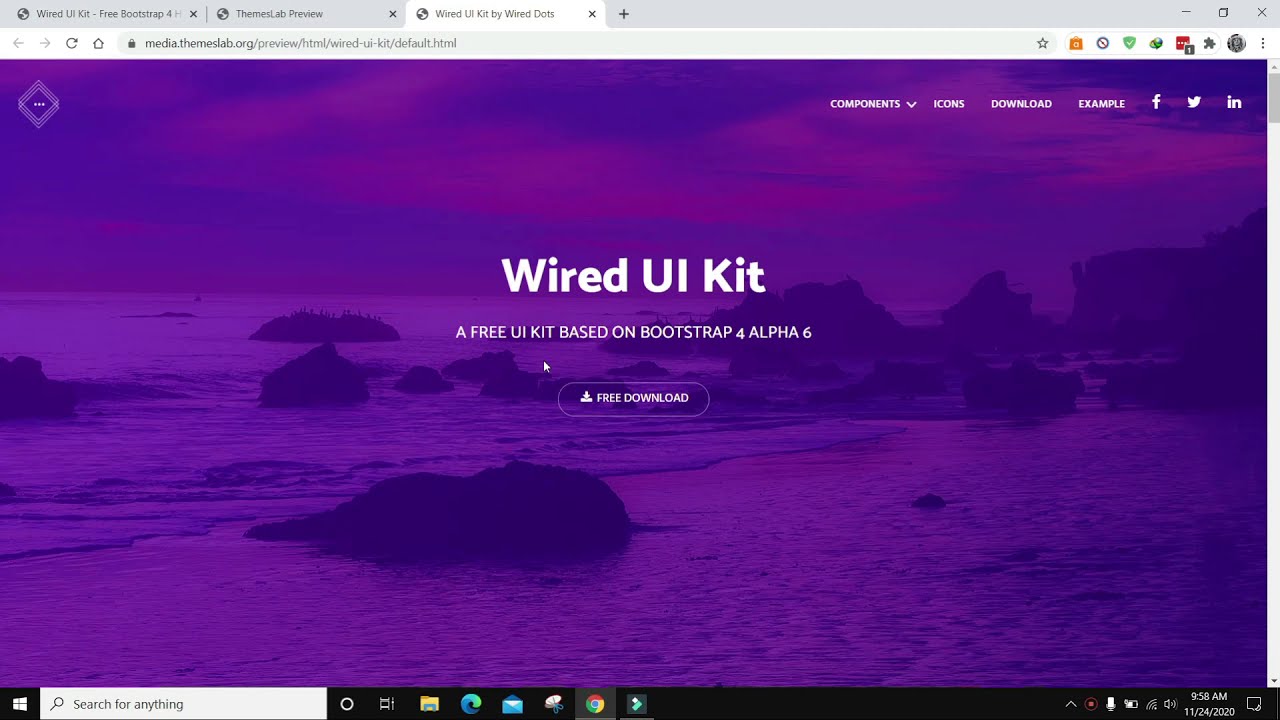 Wired Ui Kit Free Bootstrap 4 Html5 Web Ui Kit Website Template Youtube