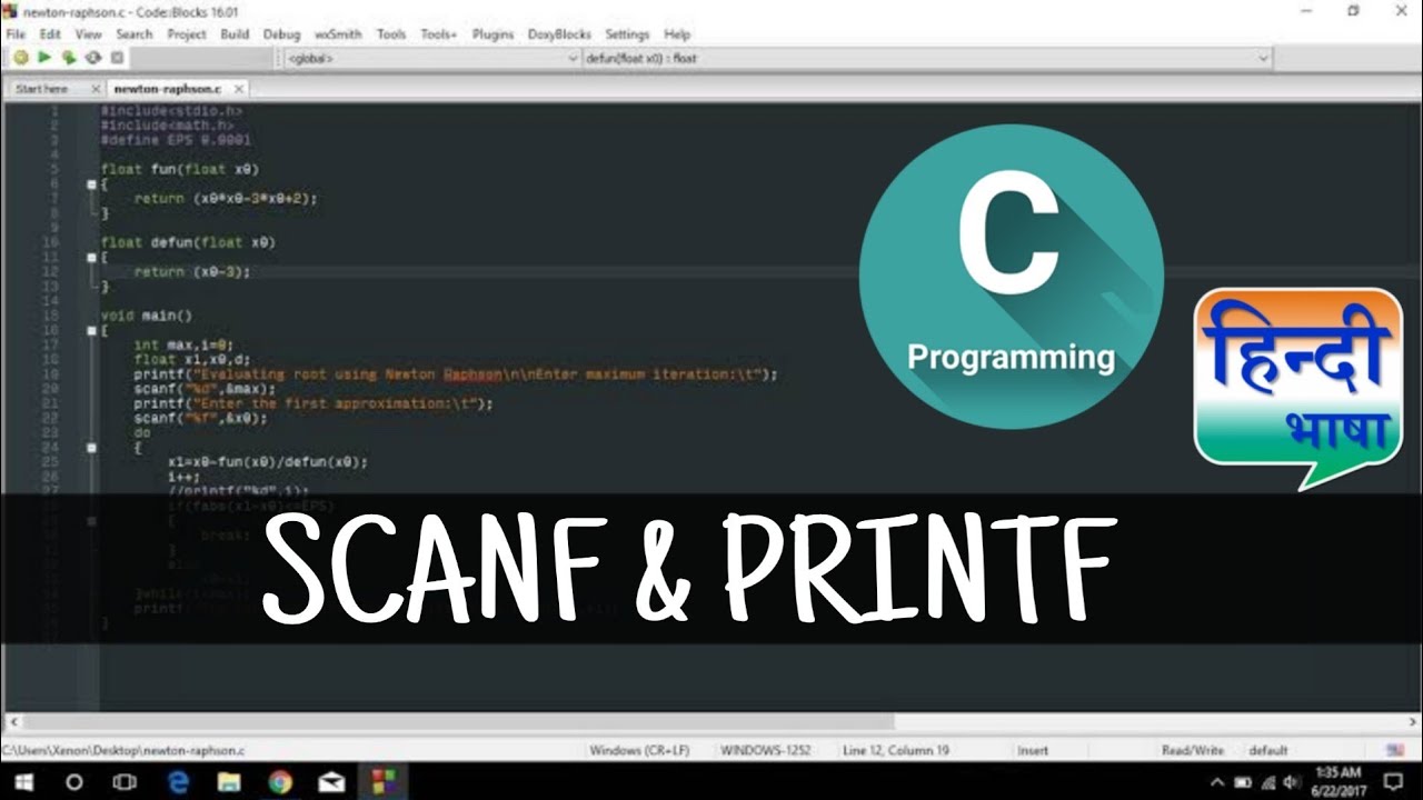Printf And Scanf Function C Language Hindi Youtube