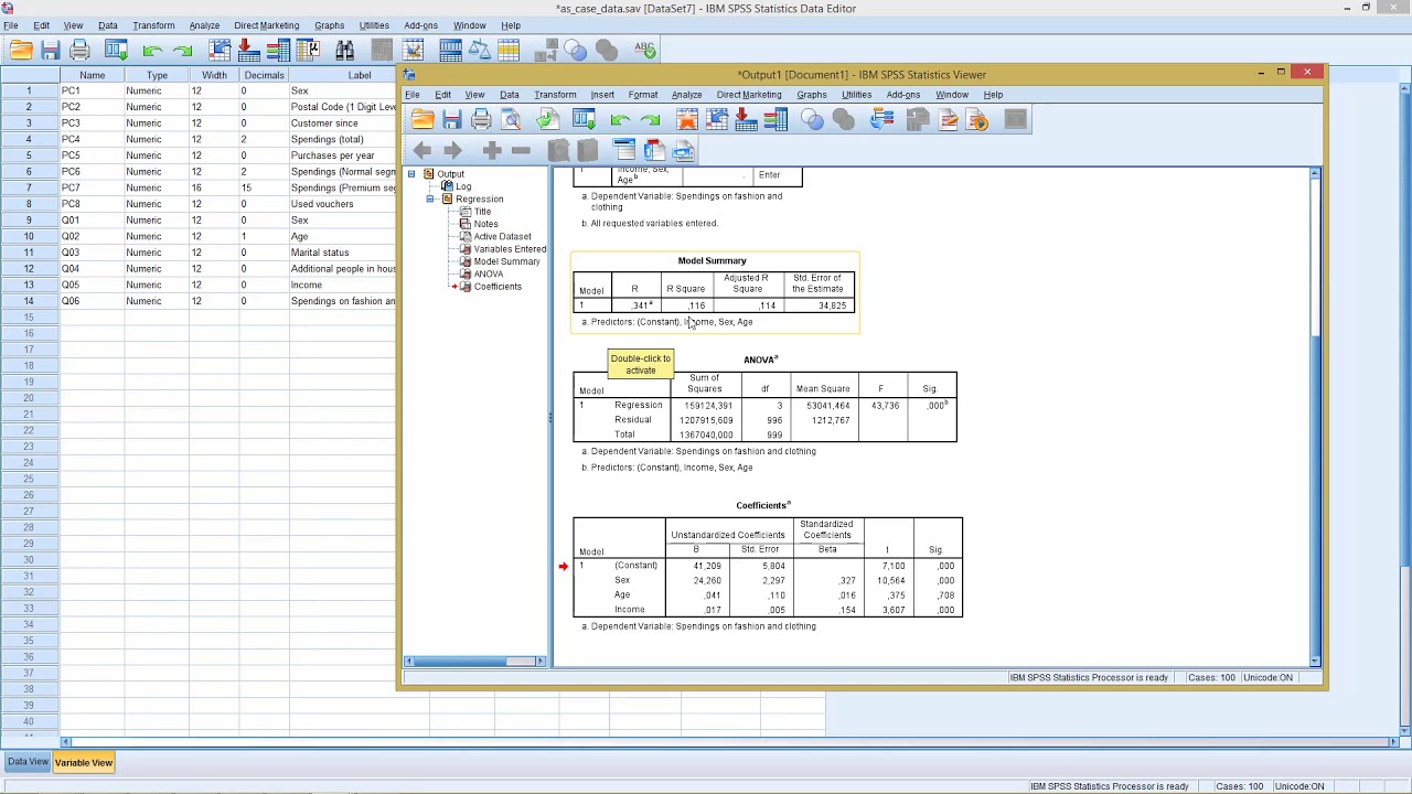 Spss Linear Regression Youtube