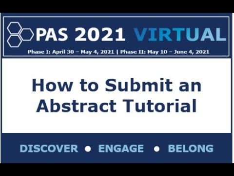 Pas 2021 Abstract Submission Tutorial Youtube
