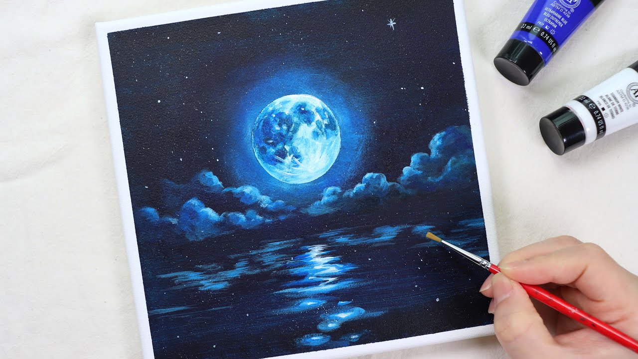 Full Moon Painting Acrylic Painting For Beginners Step By 50 Off