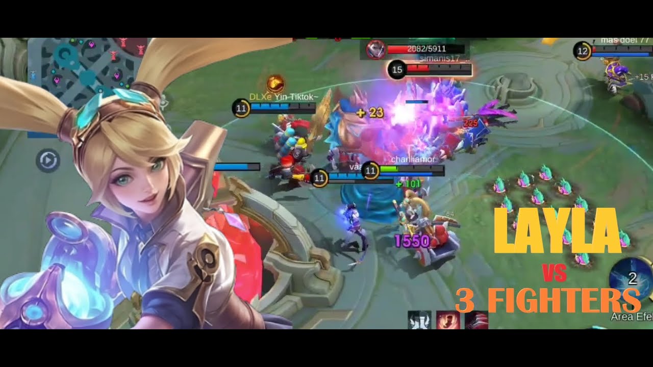 Layla Gameplay Vs 3 Fighter Build Layla Tersakit Best Build Layla