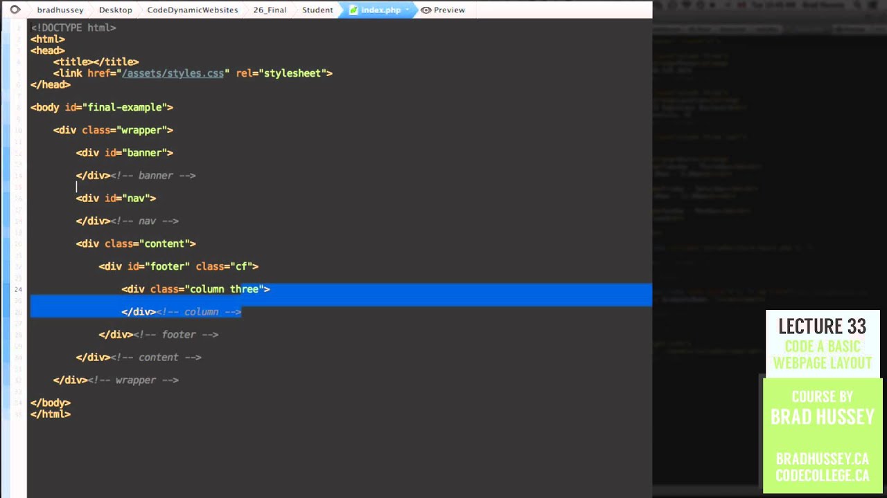 Basic Layout 33 Code Dynamic Websites With Php Youtube