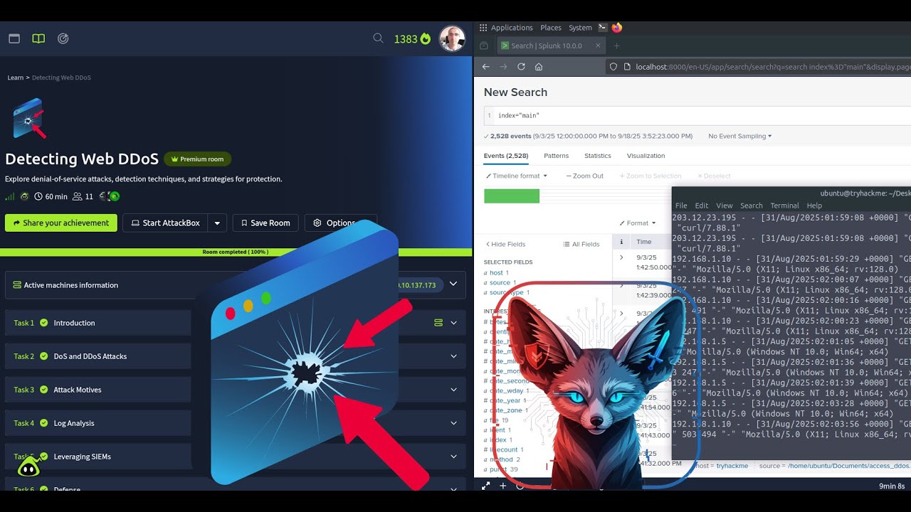 Tryhackme Detecting Web Ddos Full Walkthrough 2025 Youtube