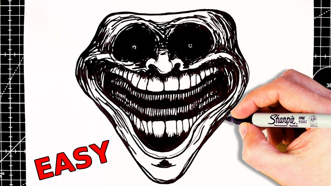 Troll Face Drawing How To Draw Troll Face Step By Step Using Just A