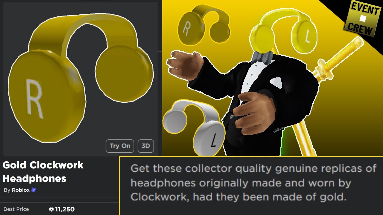 Roblox Released Golden Clockwork Headphones Youtube