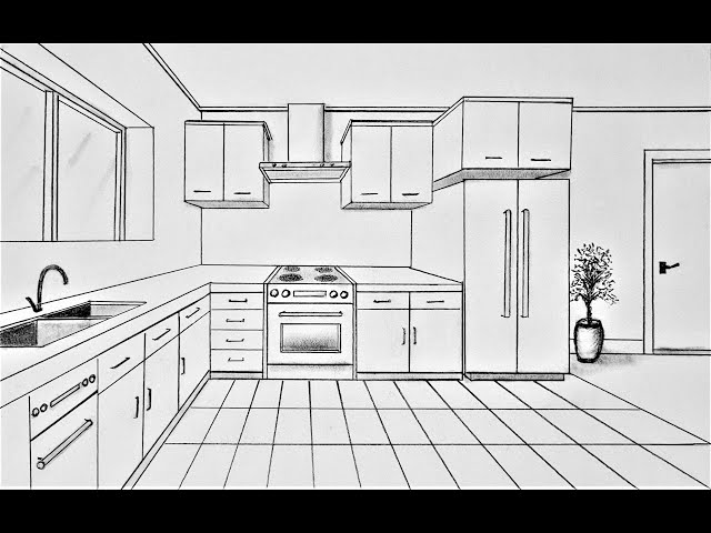 How To Draw One Point Perspective Kitchen