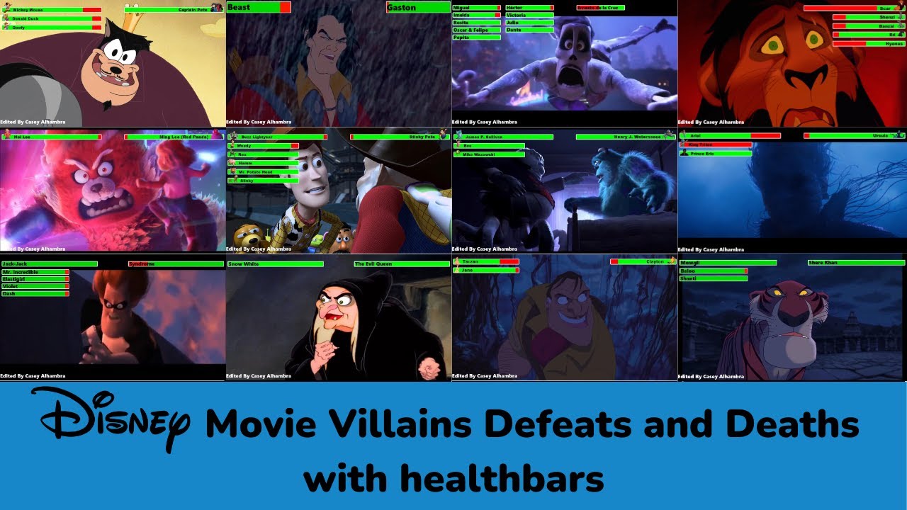 Disney Movie Villains Defeats And Deaths With Healthbars Youtube