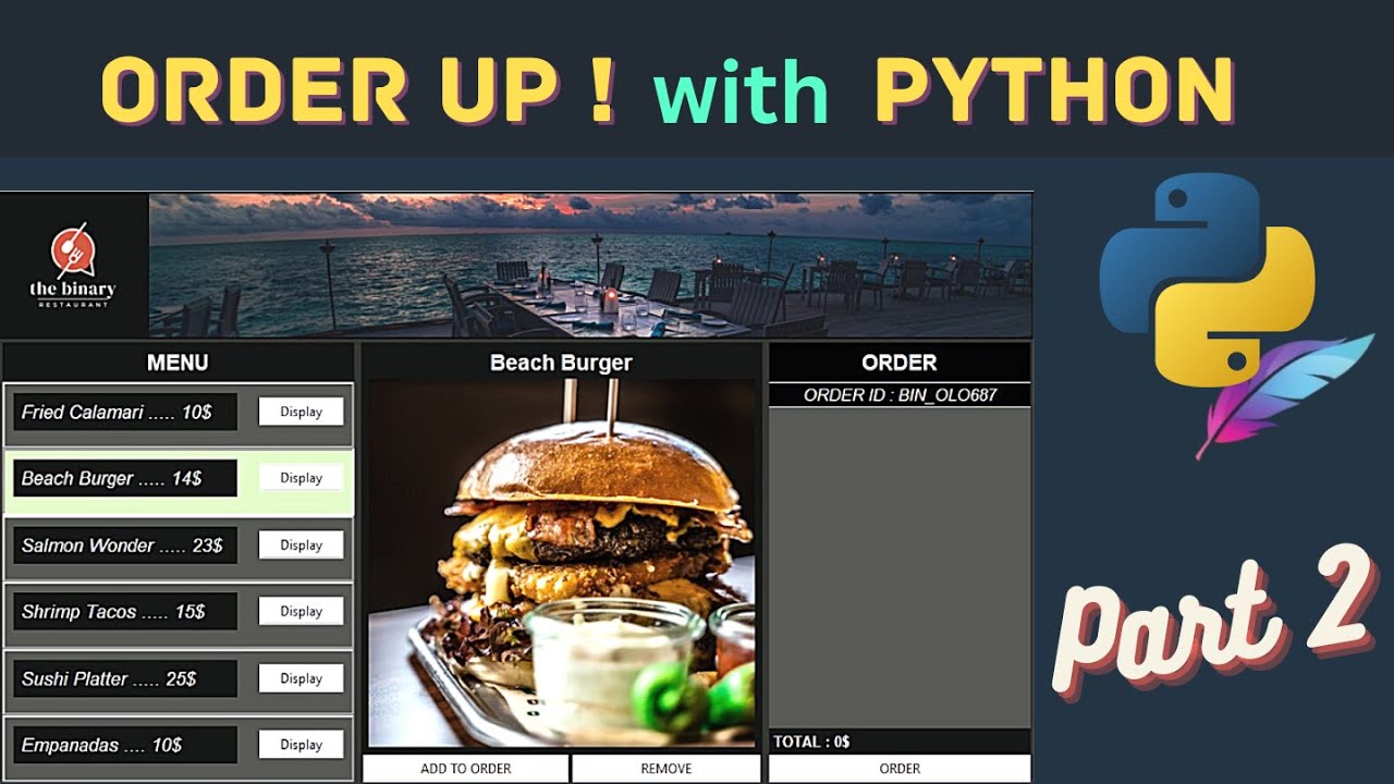 Python Tkinter Project Restaurant Order System Functionality Part2