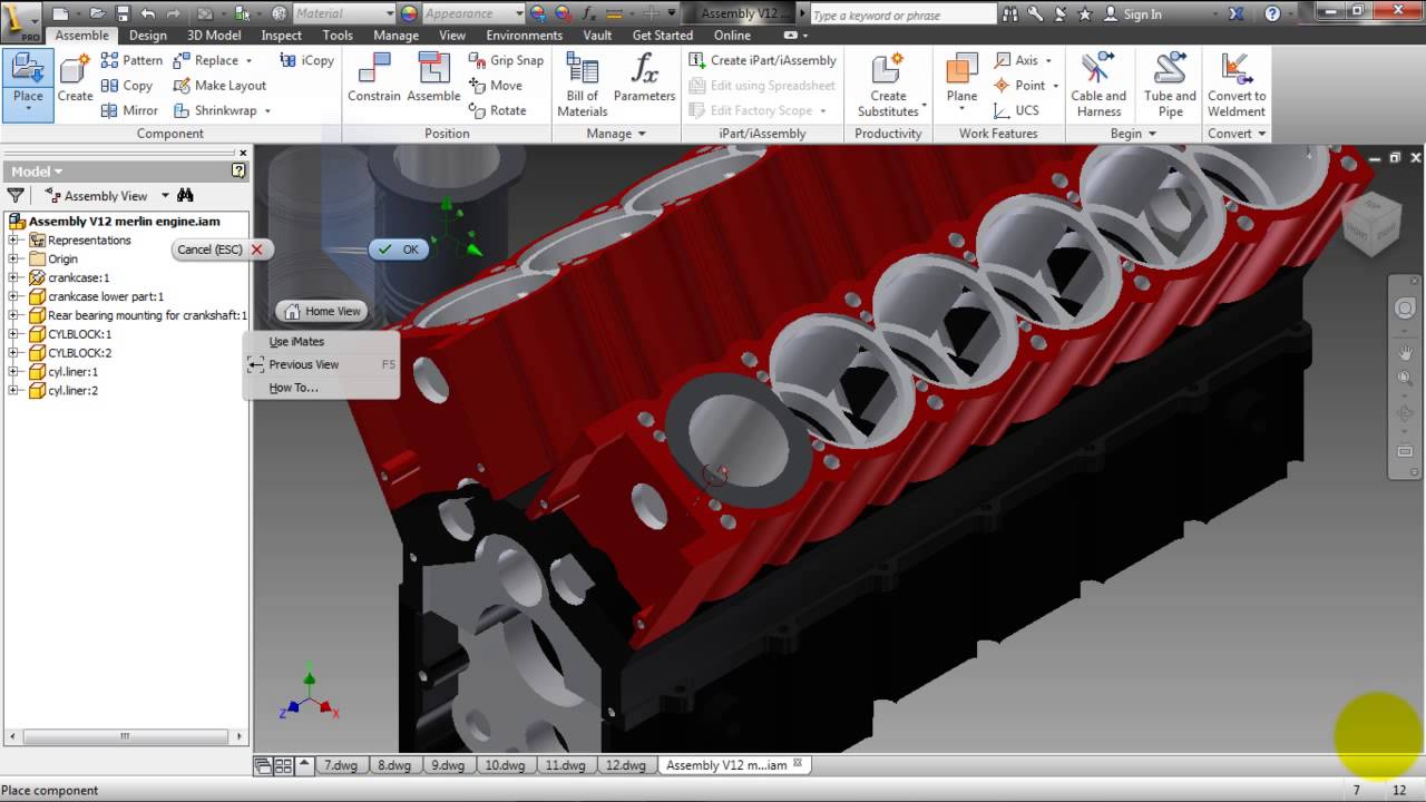 Autodesk Inventor 2013 V12 Merlin Engine Small Assembly Pt10 Youtube