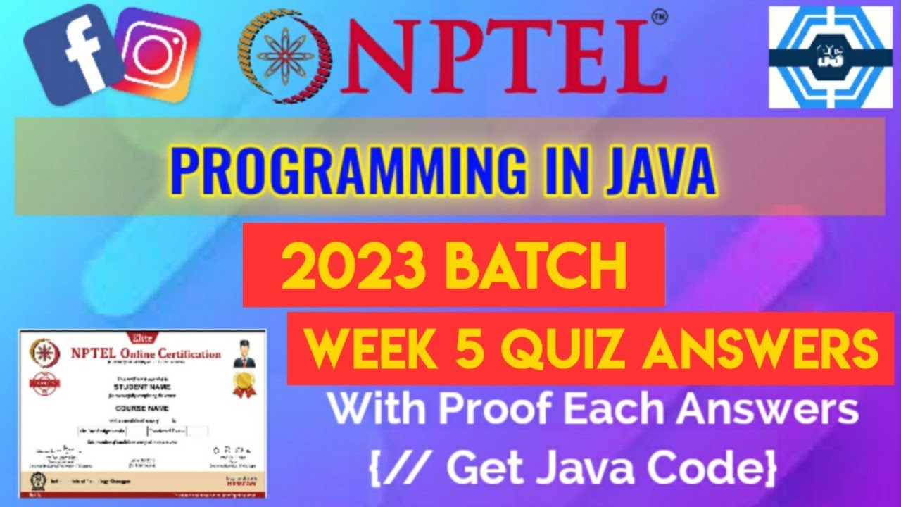 Programming In Java Week 5 Answers 2023 Nptel Swayam Youtube