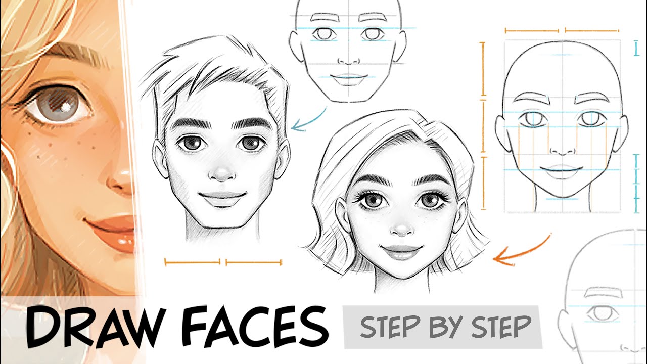 How To Draw Faces Easy Step By Step Beginner Guideline Tutorial Youtube