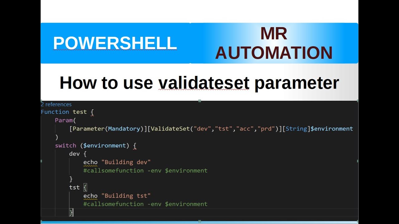 Powershell Validateset Parameter Youtube