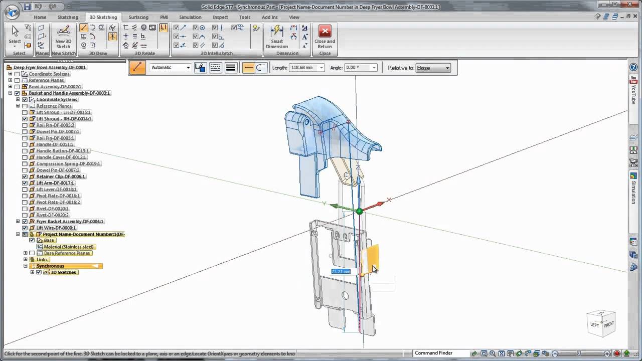 Solid Edge St7 3d Sketching Youtube