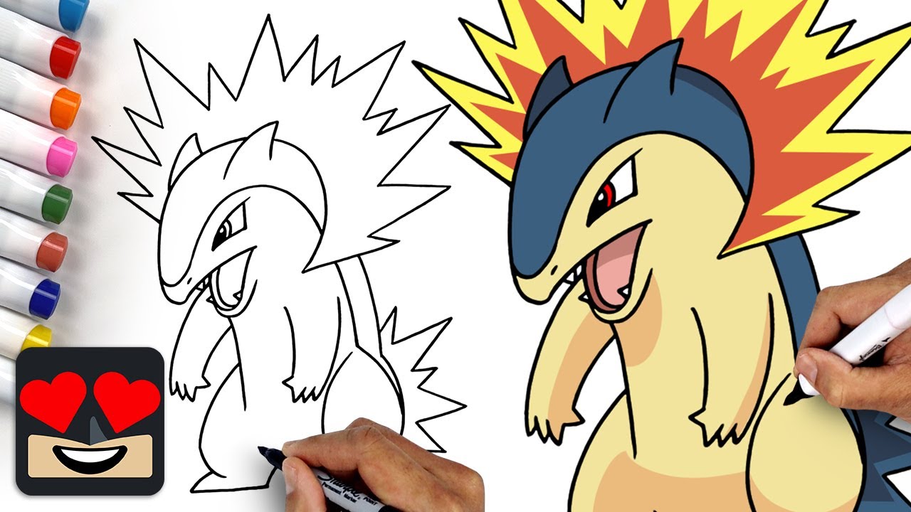 How To Draw Pokemon Typhlosion Step By Step Tutorial Youtube