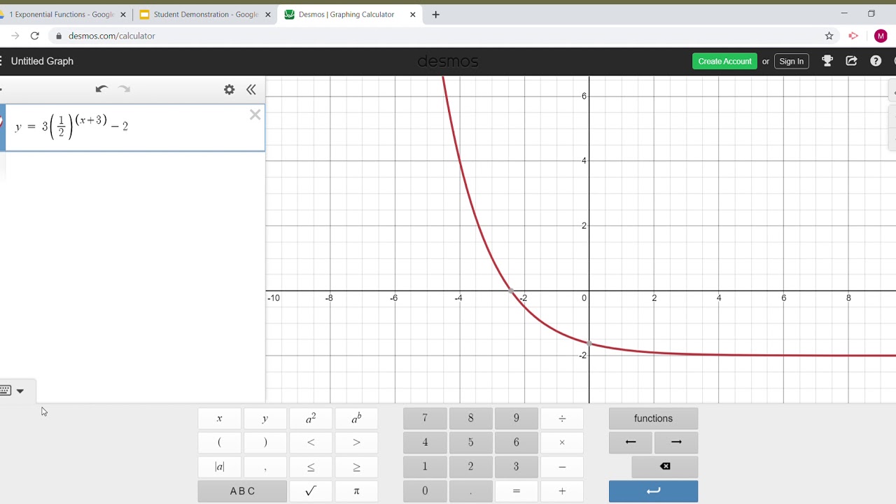 Graphing Exponential Functions Using Desmos Youtube