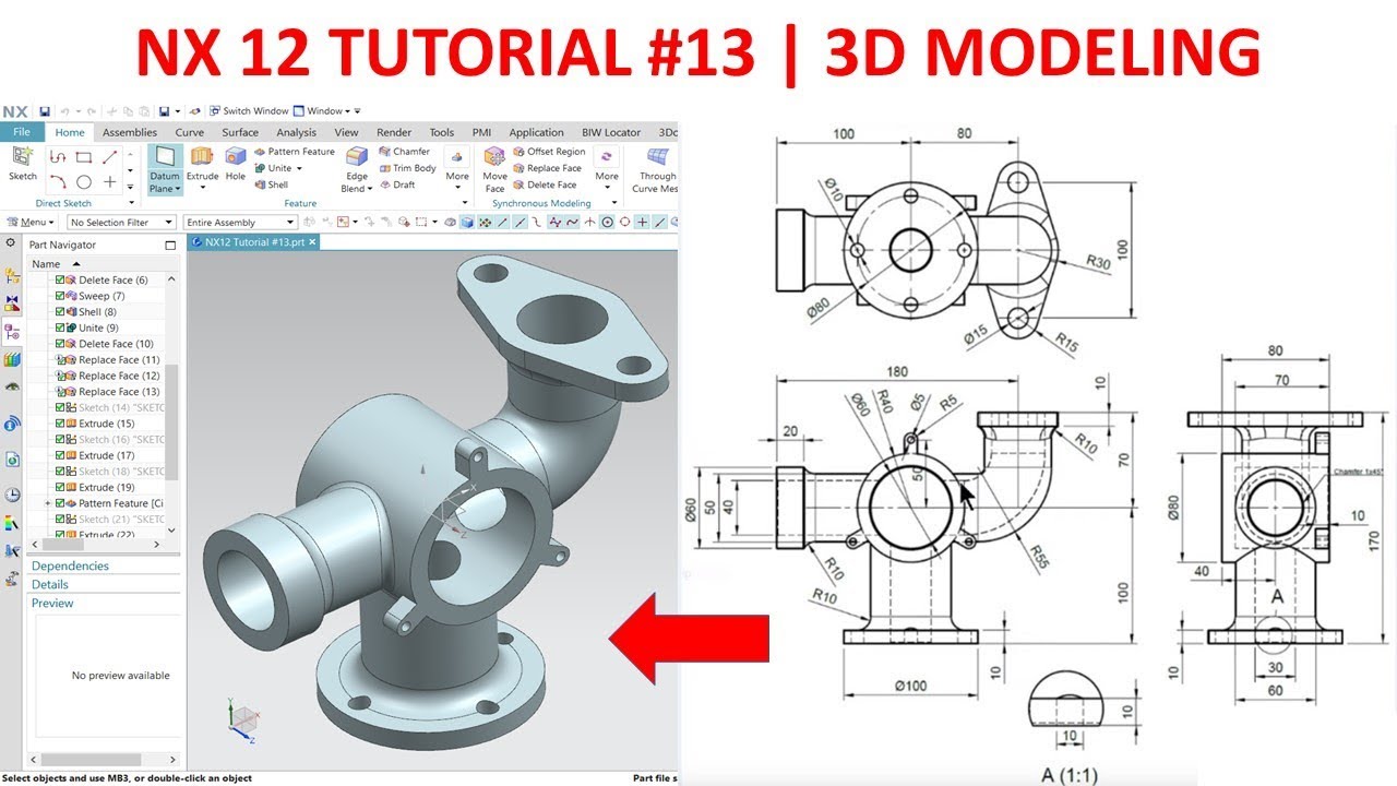 Nx 12 Tutorial 13 3d Modeling Youtube