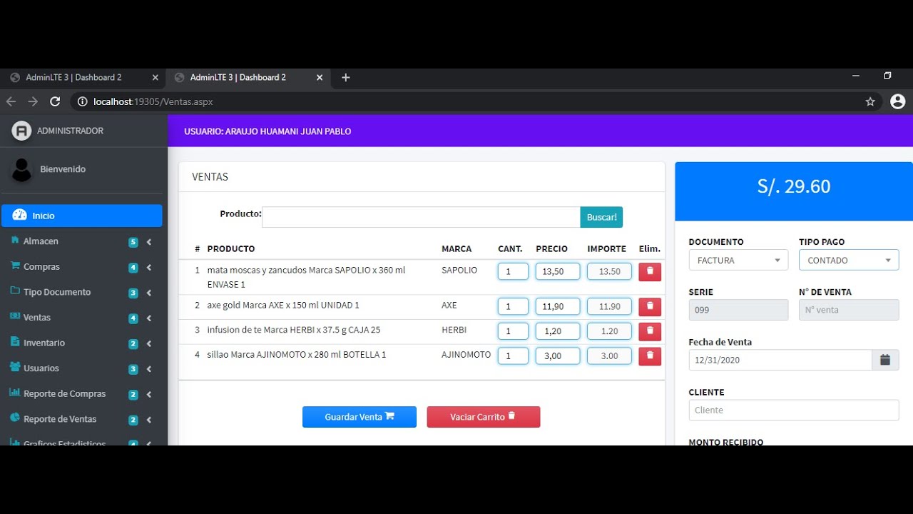 Sistema De Ventas Web 2021 C Y Sql Server Con Control Del Stock Youtube