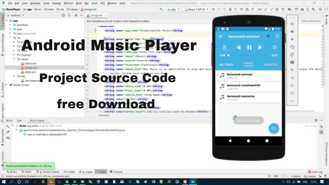 Create Music Player App In Android Studio With Source Code Youtube