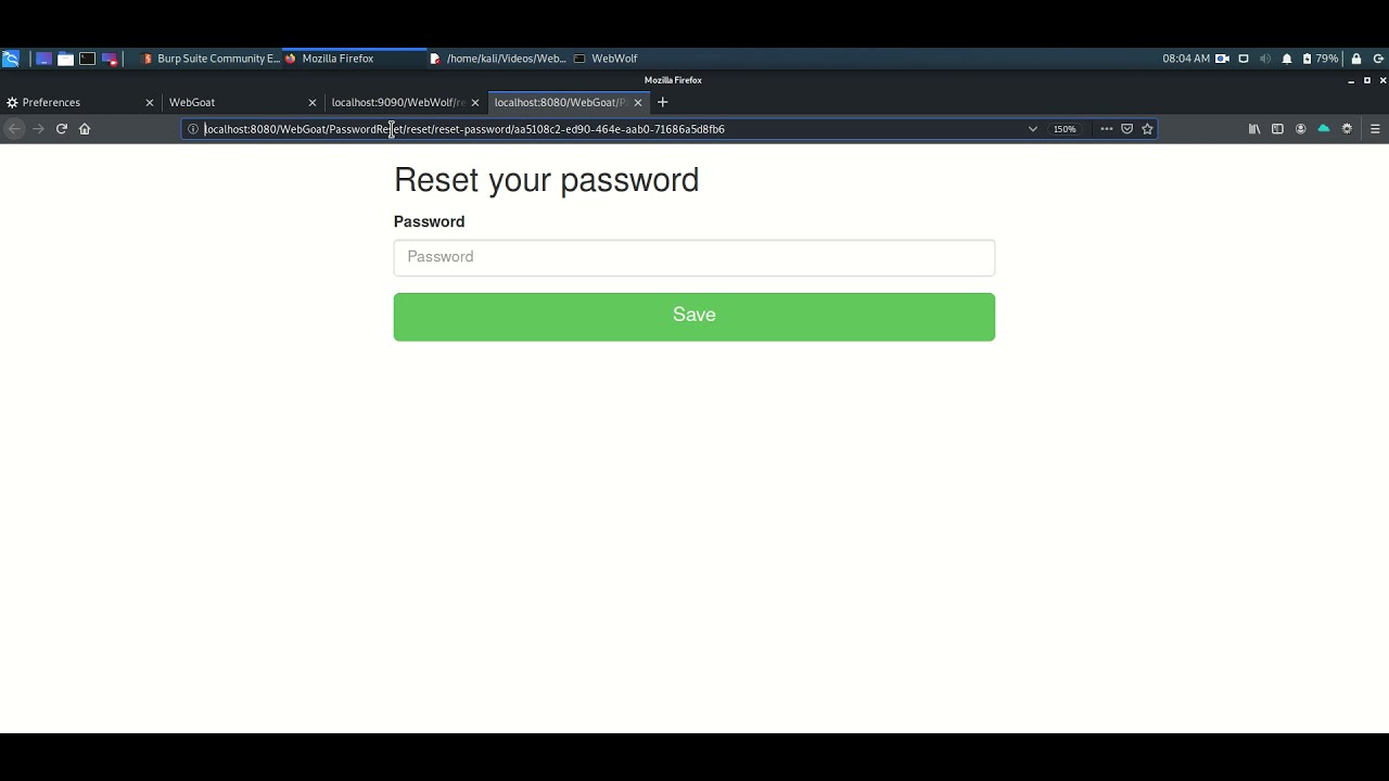 Webgoat 8 Password Reset 6 Creating The Password Reset Link Youtube