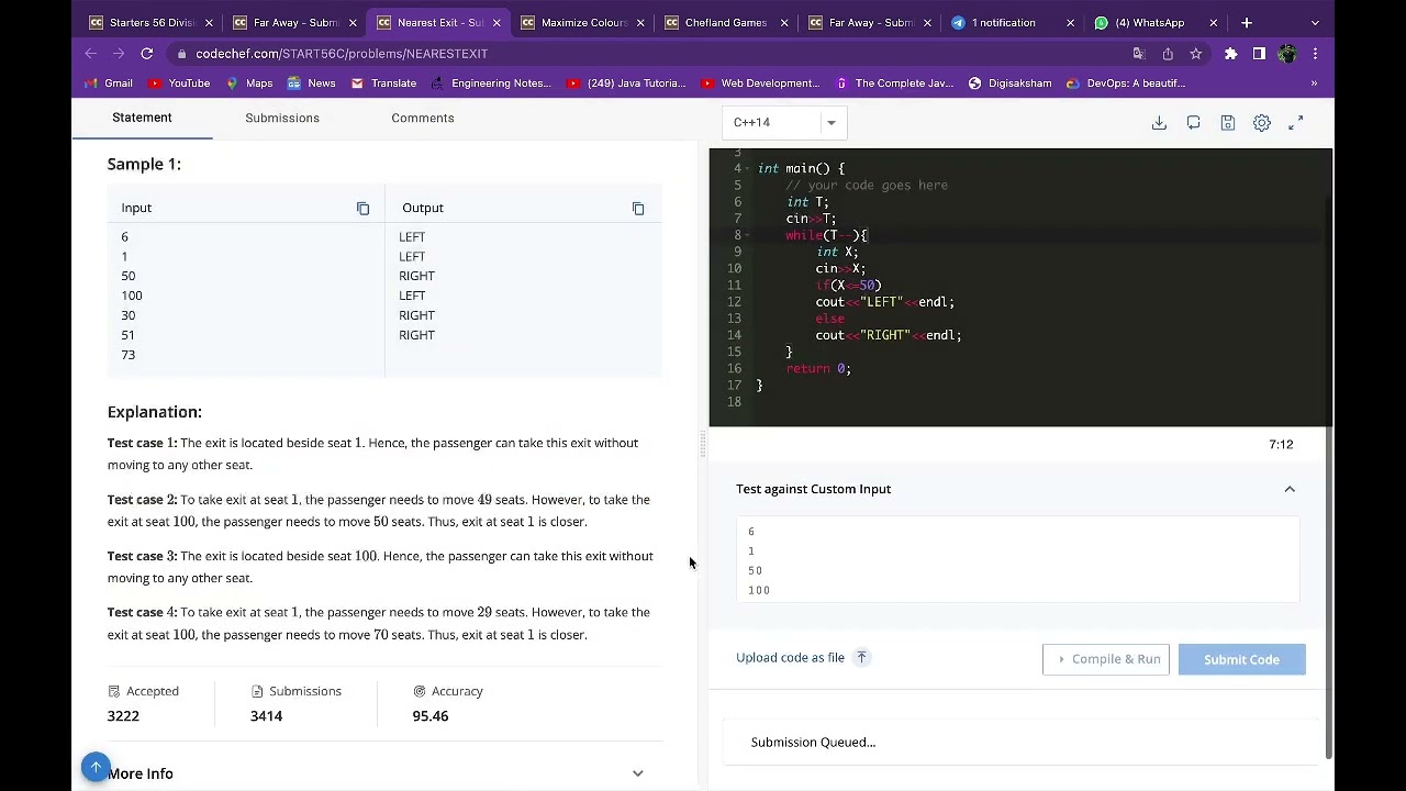 Codechef Solution Nearest Exit Youtube
