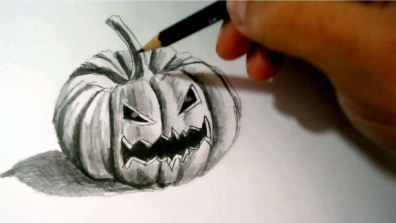 Como Dibujar Una Calabaza De Halloween Realista Con Lapiz Muy Facil Y