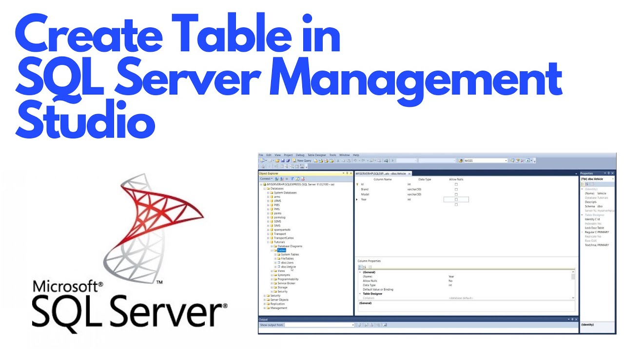 Create Table Using Sql Server Management Studio Tutorial