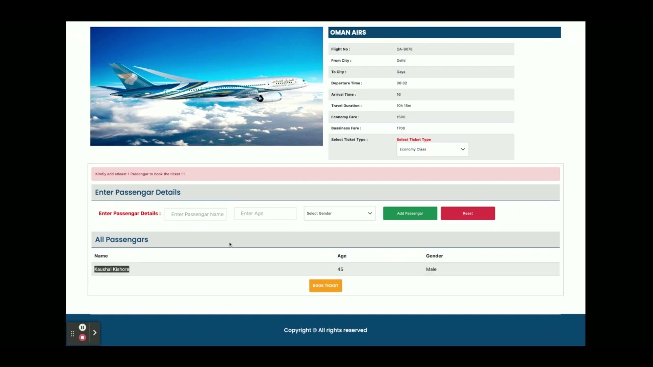 Flight Ticket Booking System Project On Java Spring Boot And Mysql