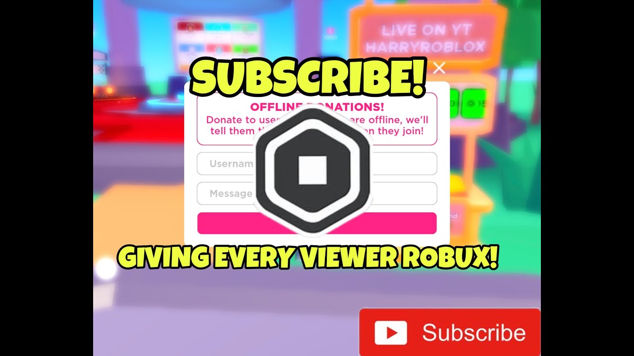 Donating Robux To Every Viewer Live Youtube